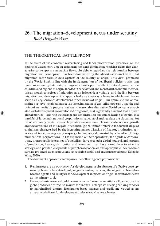 (PDF) The migration-development nexus under scrutiny