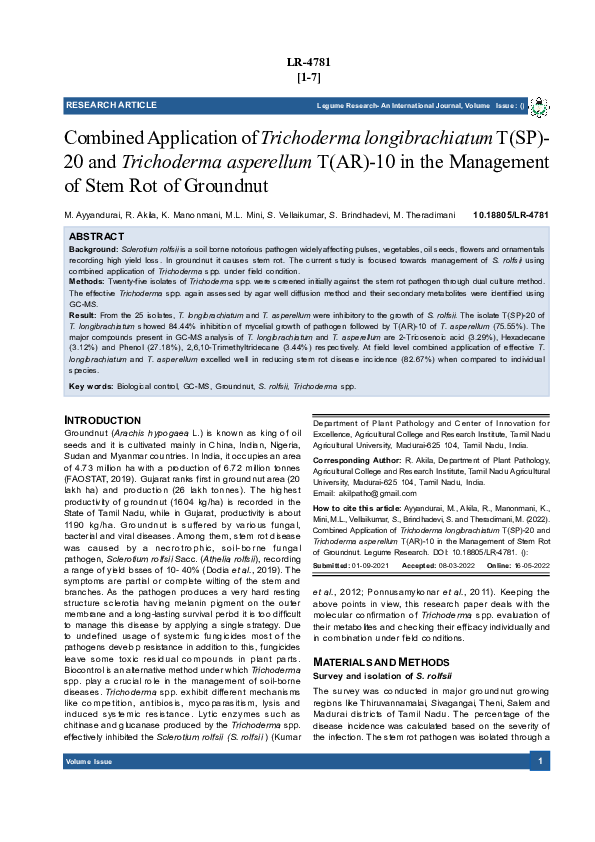 (PDF) Combined Application of Trichoderma longibrachiatum T(SP)-20 and Trichoderma asperellum T ...