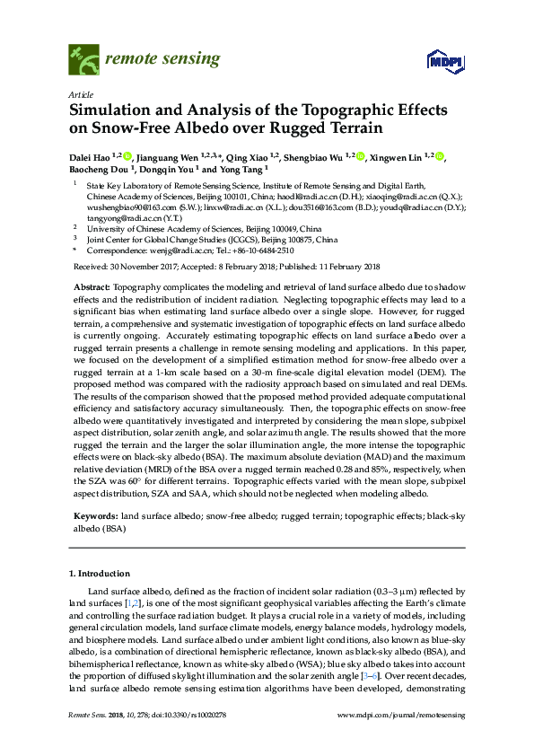 (PDF) Simulation and Analysis of the Topographic Effects on Snow-Free ...