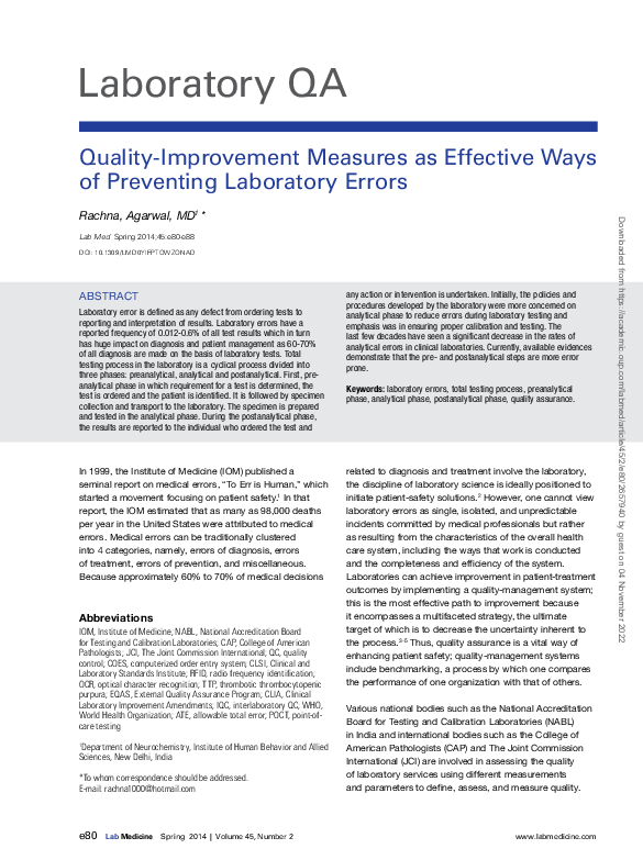 (PDF) Quality-Improvement Measures as Effective Ways of Preventing ...