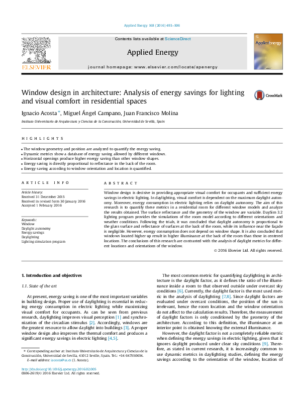 (PDF) Window design in architecture: Analysis of energy savings for ...