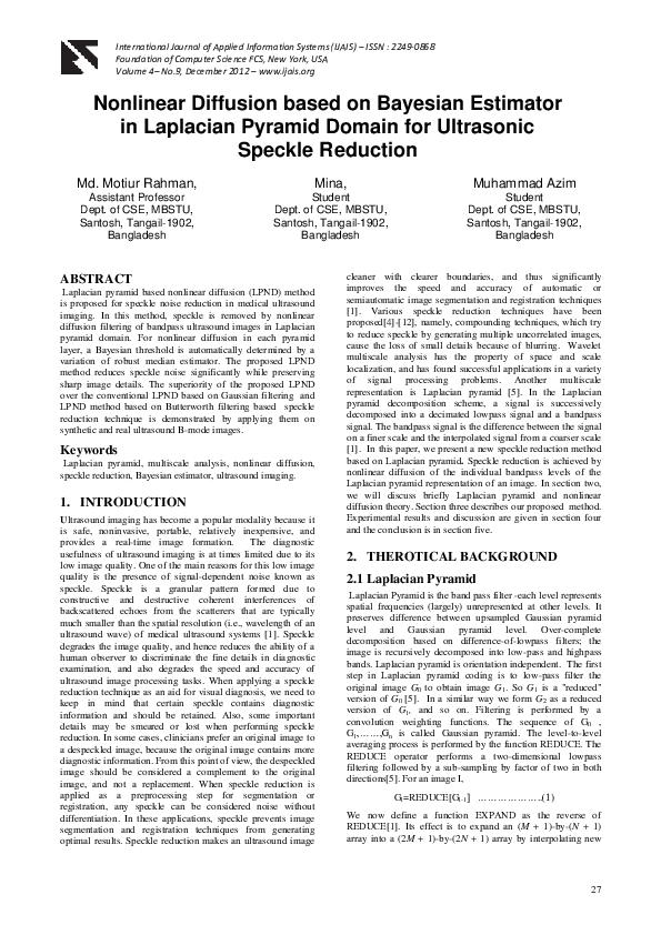Nonlinear Diffusion based on Bayesian Estimator in Laplacian Pyramid ...