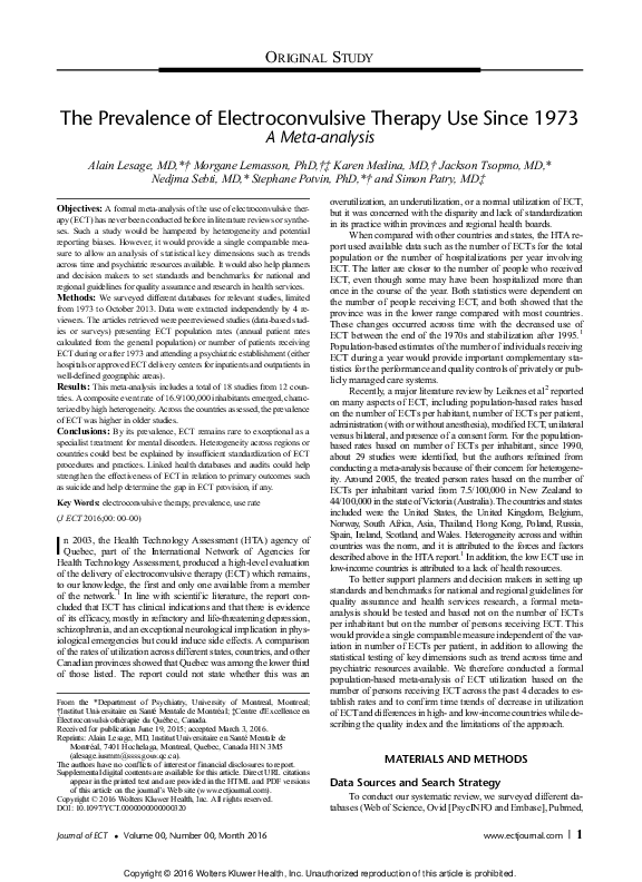 (PDF) Trends in Electroconvulsive Therapy Use Since 1973