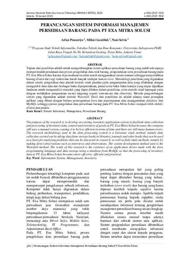 (PDF) Perancangan Sistem Informasi Manajemen Persediaan Barang Pada PT ...