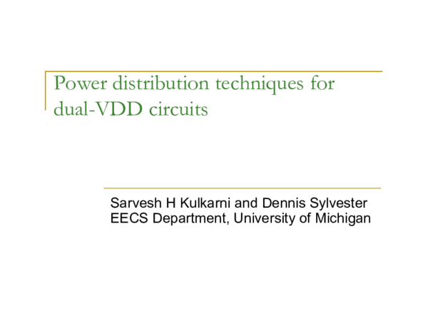 (PDF) Power distribution techniques for dual VDD circuits