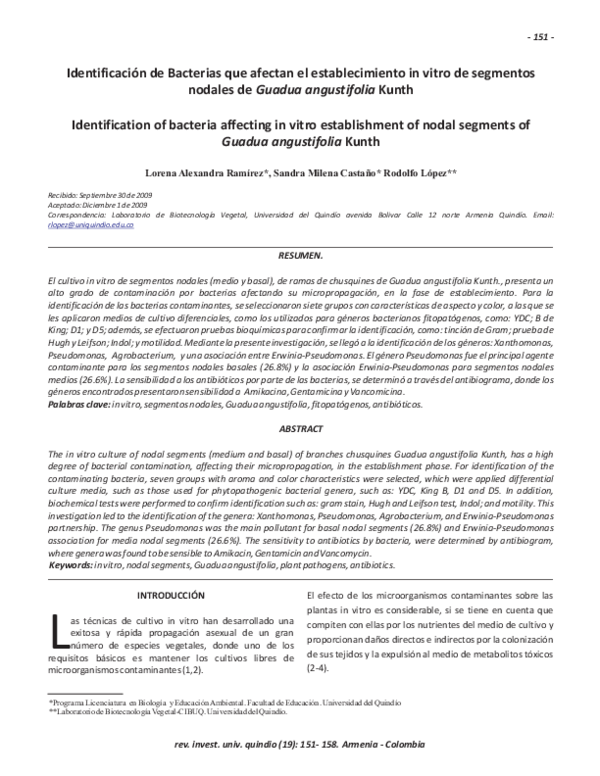 (PDF) Identificación de Bacterias que afectan el establecimiento in ...