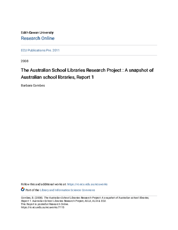 (PDF) The Australian School Libraries Research Project : A snapshot of ...