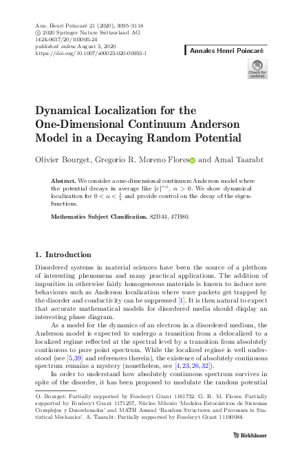 (PDF) Dynamical Localization for the One-Dimensional Continuum Anderson ...