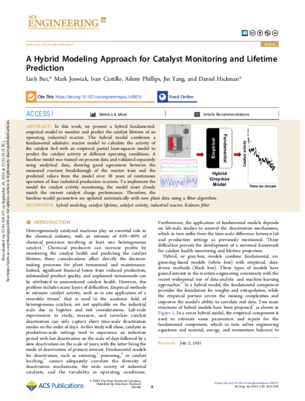 (PDF) A Hybrid Modeling Approach for Catalyst Monitoring and Lifetime Prediction