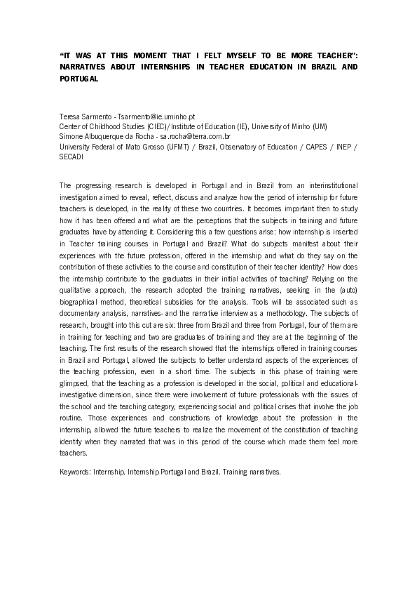 (PDF) “It was at this moment that i felt myself to be more teacher": narratives about ...