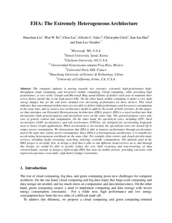(PDF) EHA: The Extremely Heterogeneous Architecture