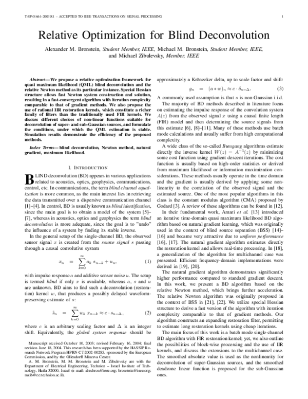 (PDF) Relative optimization for blind deconvolution