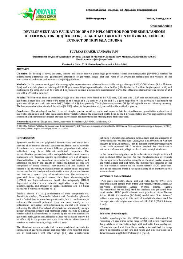 Pdf Development And Validation Of A Rp Hplc Method For The Simultaneous Determination Of