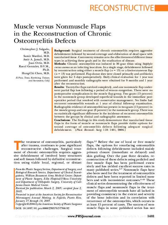 (PDF) Muscle versus Nonmuscle Flaps in the Reconstruction of Chronic ...