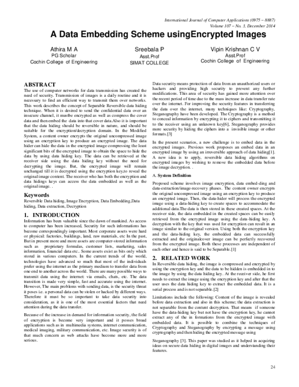Pdf A Data Embedding Scheme Using Encrypted Images 5235