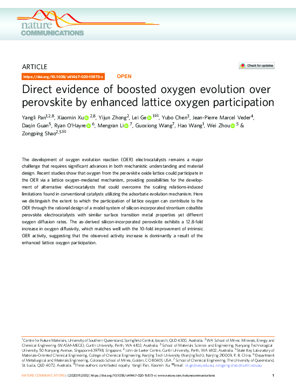 (PDF) Direct evidence of boosted oxygen evolution over perovskite by ...