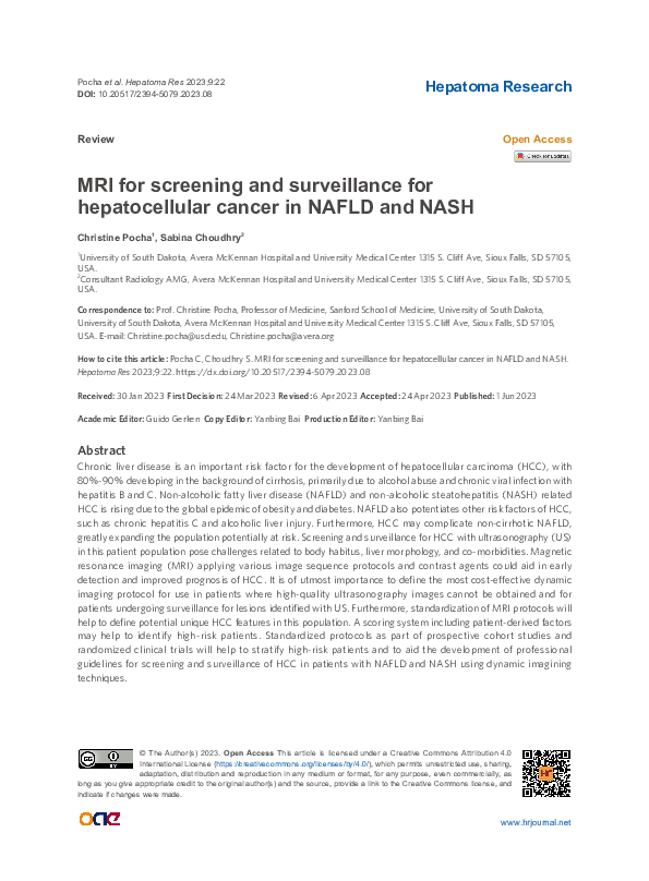 (PDF) MRI for screening and surveillance for hepatocellular cancer in ...
