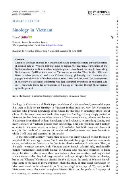 (PDF) Sinology in Vietnam