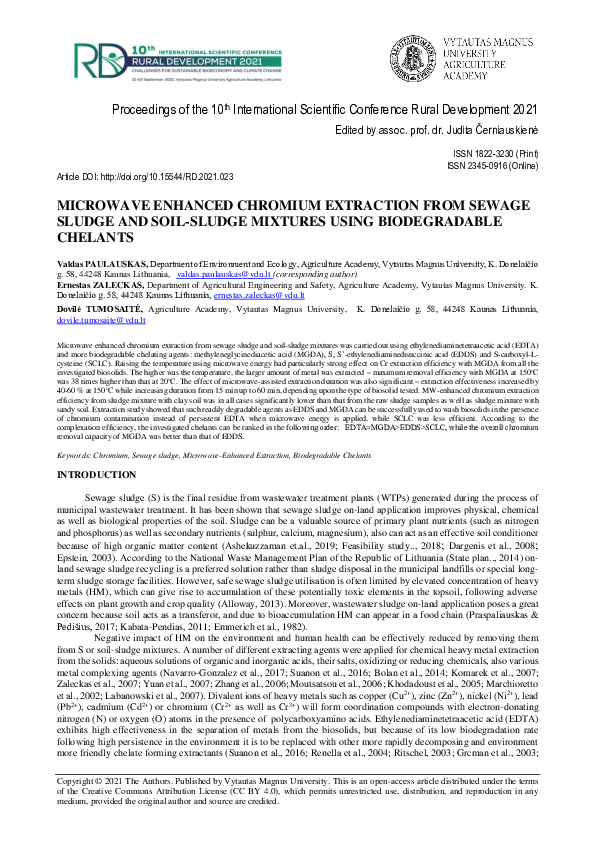 (PDF) Microwave Enhanced Chromium Extraction from Sewage Sludge and ...