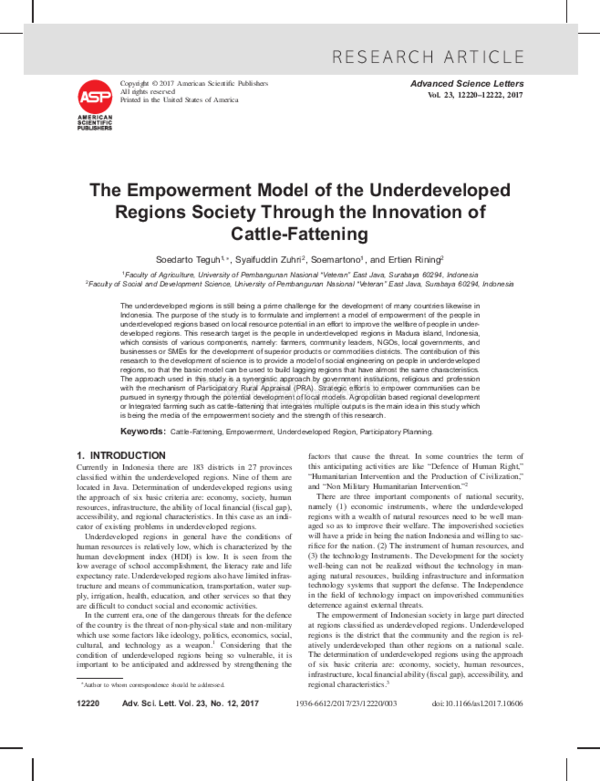 (PDF) The Empowerment Model of the Underdeveloped Regions Society ...