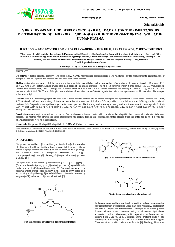 (PDF) A HPLC-MS/MS METHOD DEVELOPMENT AND VALIDATION FOR THE SIMULTANEOUS DETERMINATION OF ...