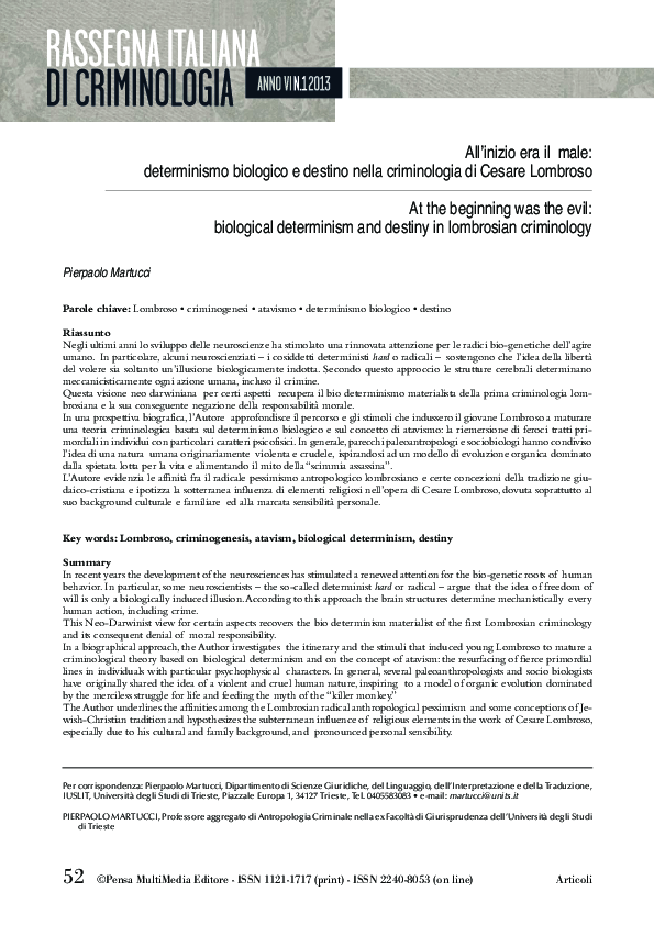 (PDF) At the beginning was the evil: biological determinism and destiny ...