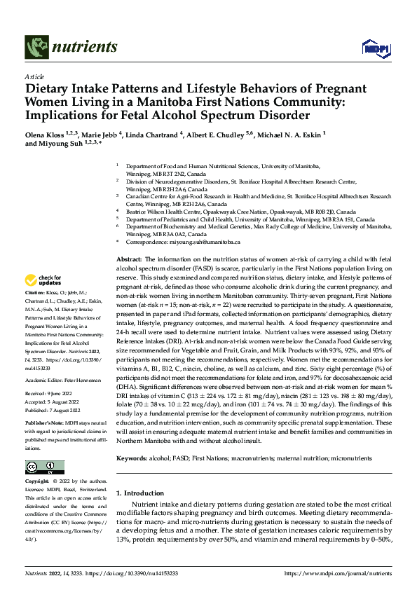 (PDF) Dietary Intake Patterns and Lifestyle Behaviors of Pregnant Women ...