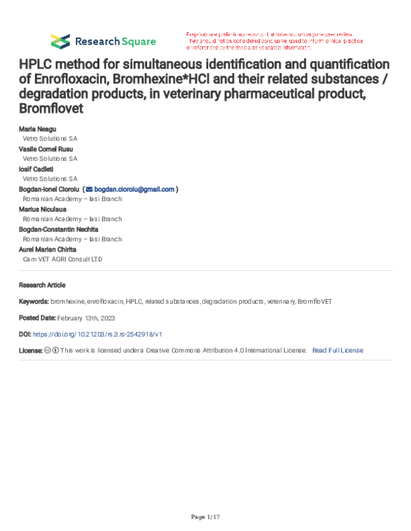(PDF) HPLC method for simultaneous identification and quantification of ...