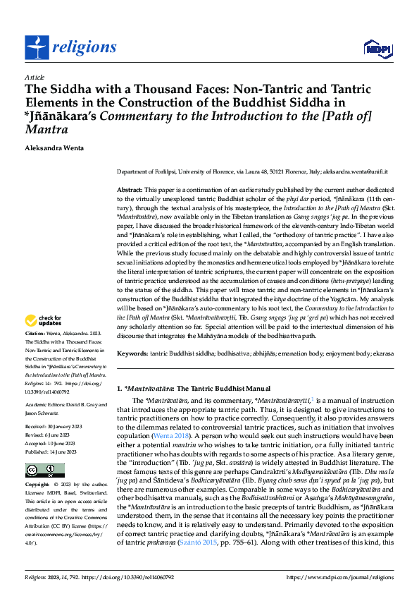 (PDF) The Siddha with a Thousand Faces: Non-Tantric and Tantric ...