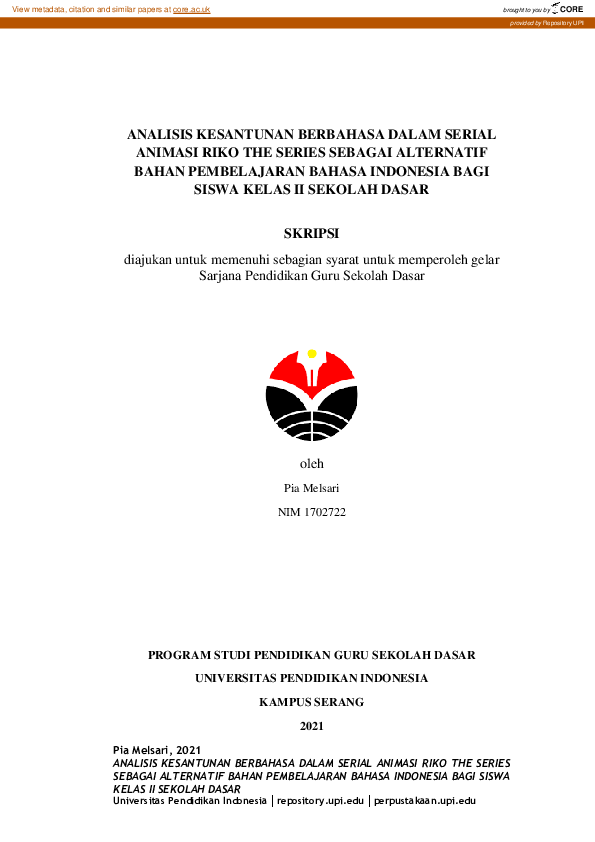 (PDF) Analisis Kesantunan Berbahasa Dalam Serial Animasi Riko the ...