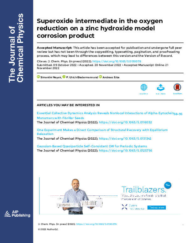 (PDF) Superoxide intermediate in the oxygen reduction on a zinc hydroxide model corrosion ...