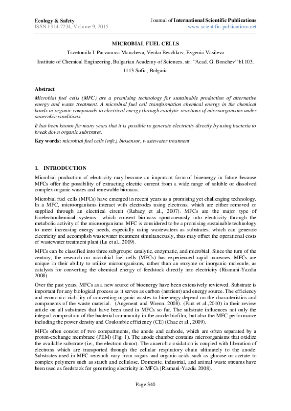 (PDF) Microbial Fuel Cells