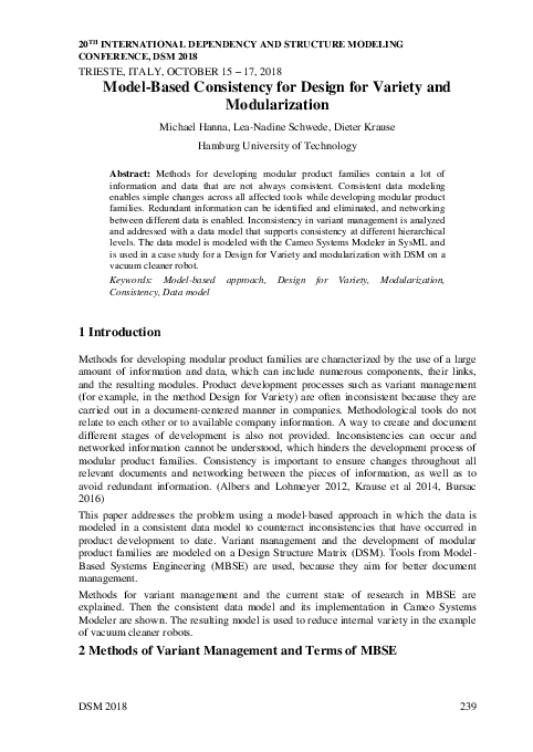 (PDF) Model-Based Consistency for Design for Variety and Modularization