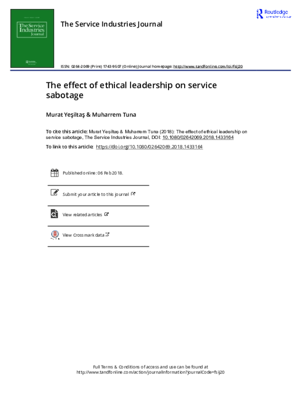 (PDF) The effect of ethical leadership on service sabotage