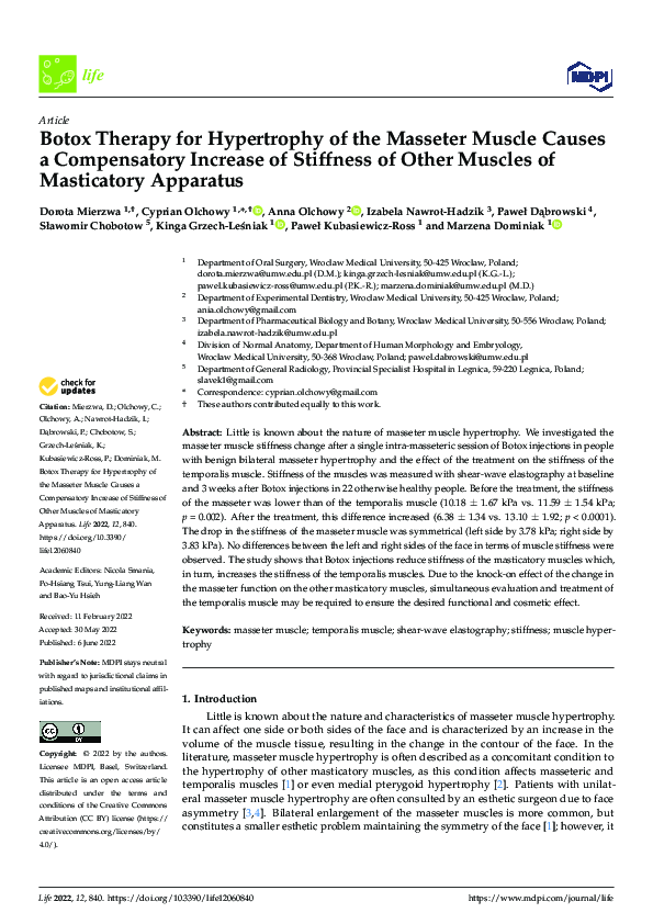 (PDF) Botox Therapy for Hypertrophy of the Masseter Muscle Causes a ...