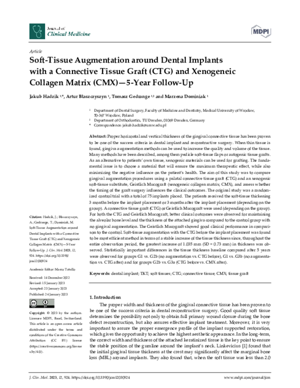 (PDF) Soft tissue augmentation around dental implants with connective ...
