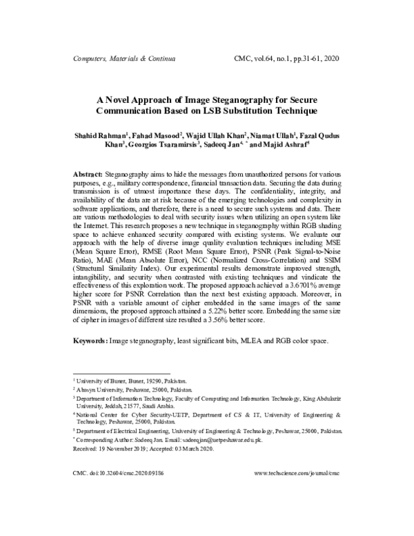 (PDF) A Novel Approach of Image Steganography for Secure Communication ...