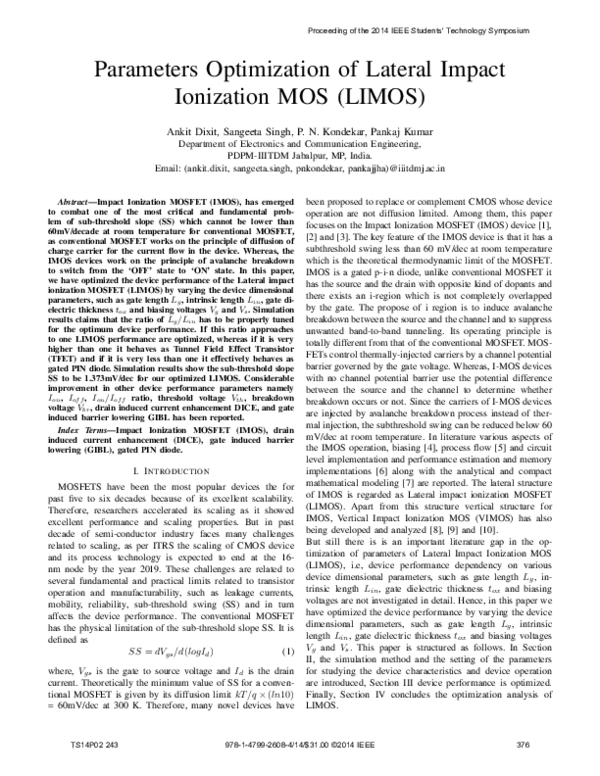 (PDF) Parameters optimization of Lateral impact ionization MOS (LIMOS)