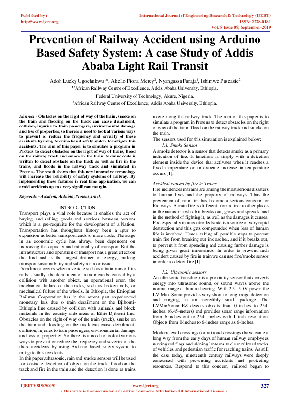 (PDF) Prevention of Railway Accident using Arduino Based Safety System: A case Study of Addis ...