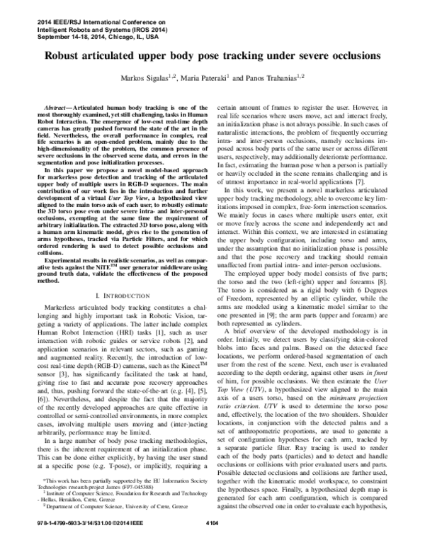 (PDF) Robust articulated upper body pose tracking under severe occlusions