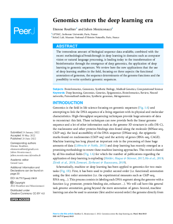 (PDF) Genomics enters the deep learning era
