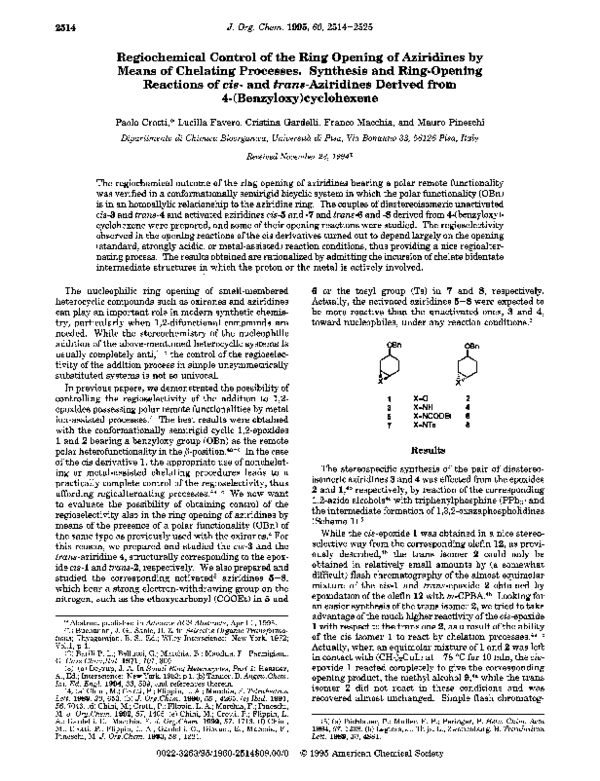 (PDF) Regiochemical Control of the Ring Opening of Aziridines by Means ...