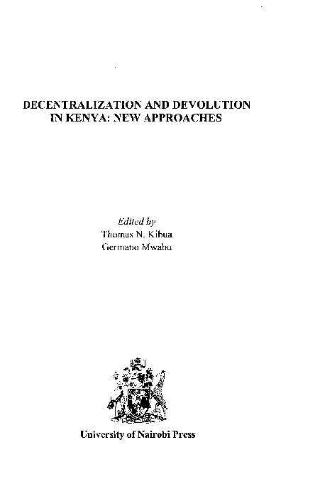(PDF) Decentralization and devolution in Kenya: new approaches | BENSON MAPESA - Academia.edu