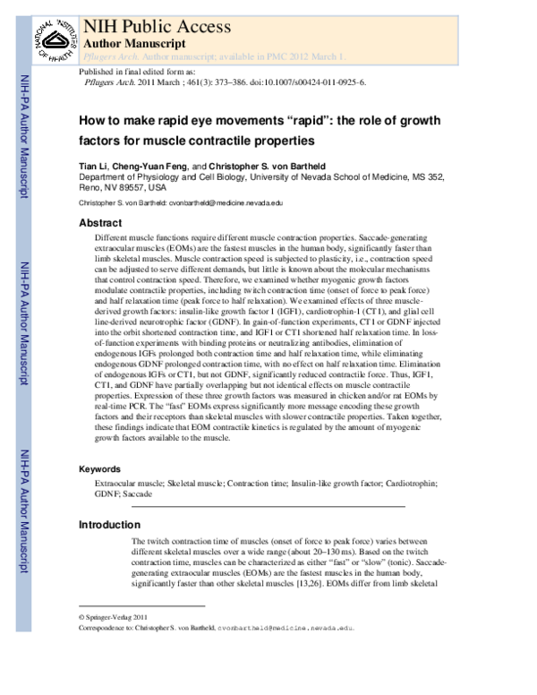 (PDF) How to make rapid eye movements “rapid”: the role of growth ...