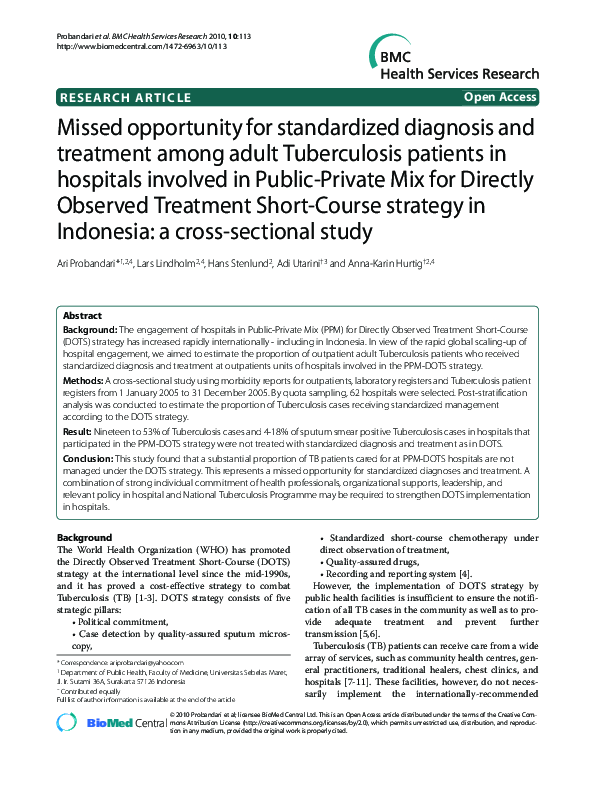 (PDF) Missed opportunity for standardized diagnosis and treatment among ...