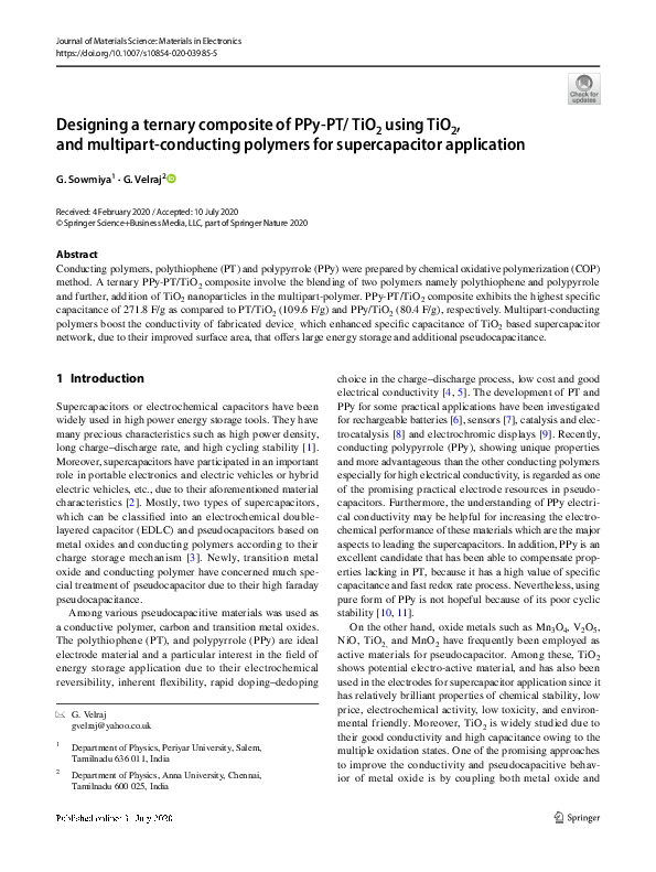 (PDF) Designing a ternary composite of PPy-PT/ TiO2 using TiO2, and ...