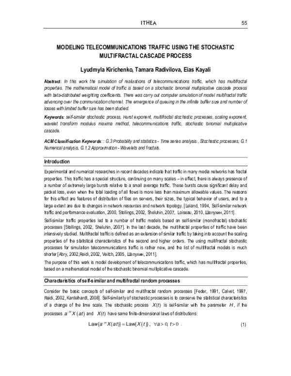 (PDF) Modeling Telecommunications Traffic Using Stochastic Multifractal Cascade Process