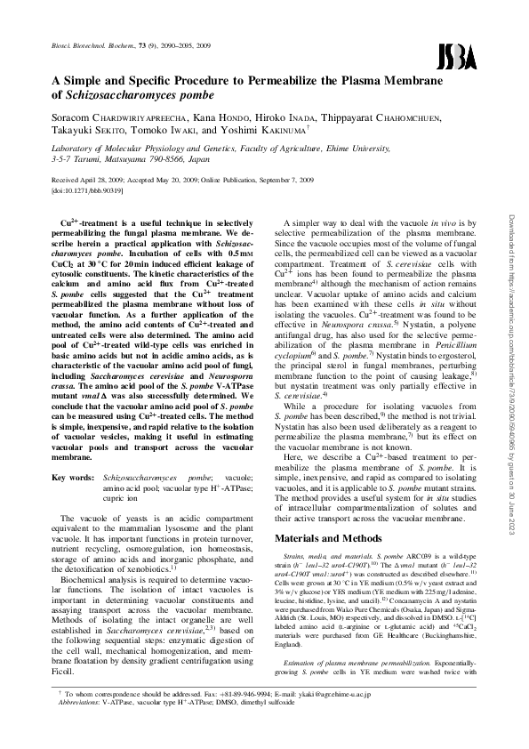 (PDF) A Simple and Specific Procedure to Permeabilize the Plasma ...
