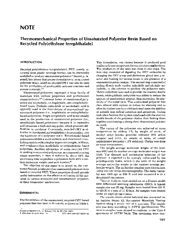 (PDF) Thermomechanical properties of unsaturated polyester resin based ...