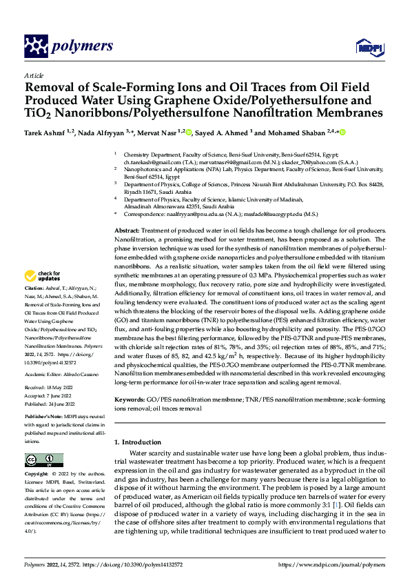 (PDF) Removal of Scale-Forming Ions and Oil Traces from Oil Field ...